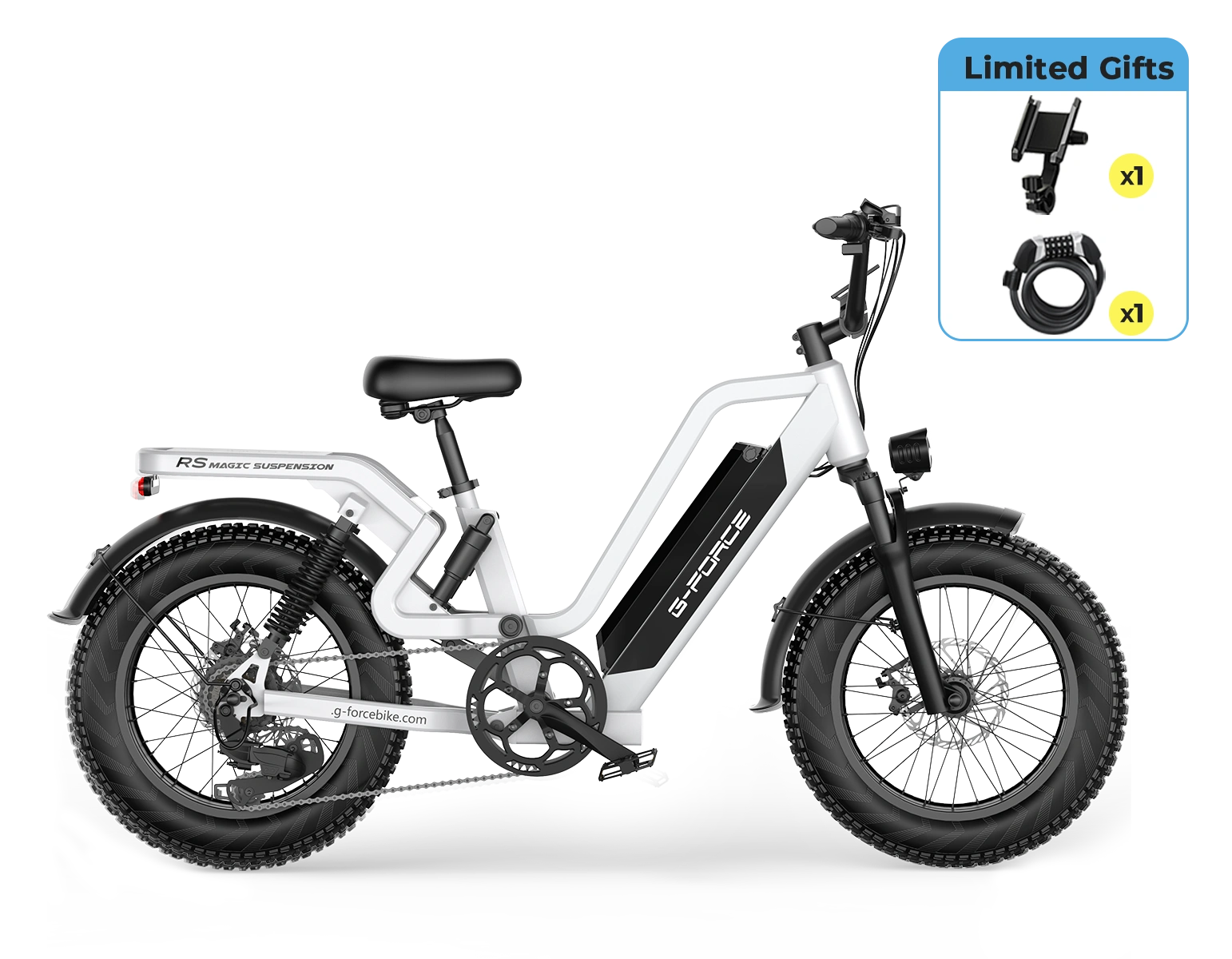 G-Force RS ST Step-Thru Ebike | Fat Tire All-Terrain Electric Bike with ...